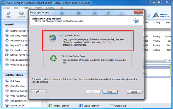 Clone Only Used Space on Hard Drive with Free AOMEI Partition Assistant