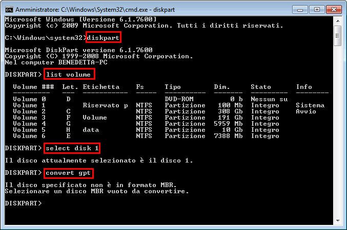 DiskPart | Come convertire MBR in GPT in Windows?