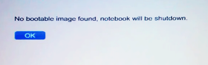 [Solved] No Bootable Image Found Notebook Will Be Shutdown