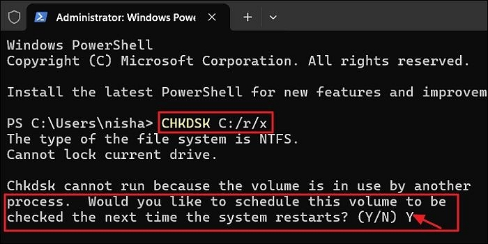 [Fixed] Chkdsk Cannot Run because the Volume Is in Use by Another Process
