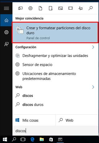 Administración de discos en Windows 10 para administrar el disco duro ...