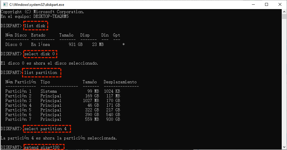 [Tutroial]: Cómo usar DiskPart Extender Partición en Windows 11, 10, 8, 7