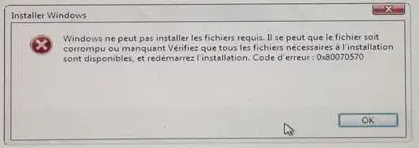 Résolu : Windows ne peut pas installer les fichiers requis
