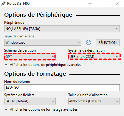 Résolu : Impossible d'installer Windows 10 sur UEFI et MBR avec Rufus